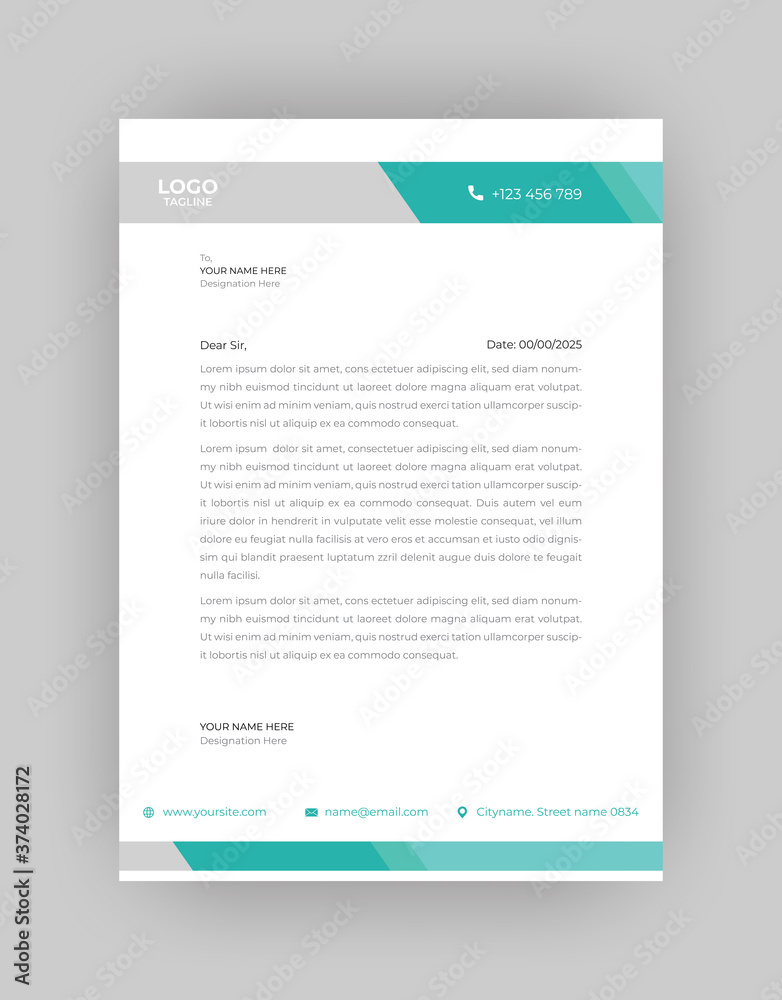 Professional Letterhead Template in flat style, letterhead set or ...