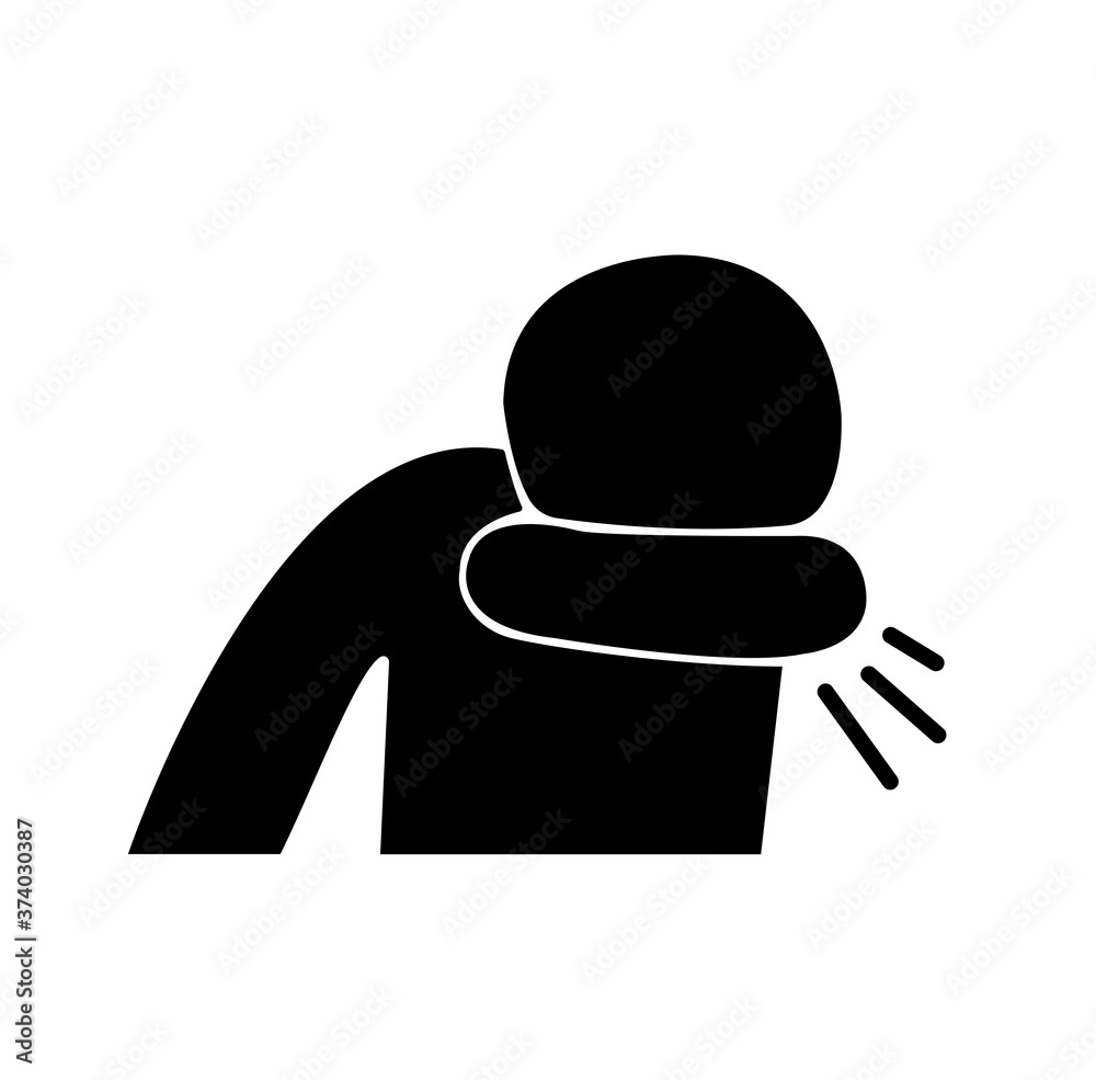 Cover your cough and sneeze Black Icon, Vector Illustration, Isolate On ...