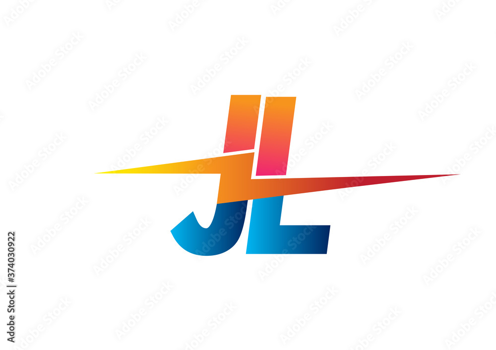 Letter JL logo with Lightning icon, letter combination Power Energy ...