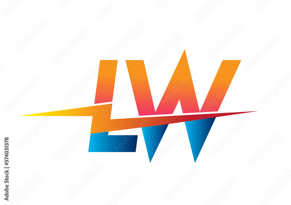 Letter LW logo with Lightning icon, letter combination Power Energy ...