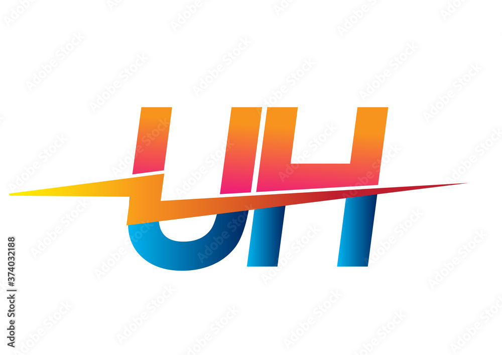 Letter UH logo with Lightning icon, letter combination Power Energy ...