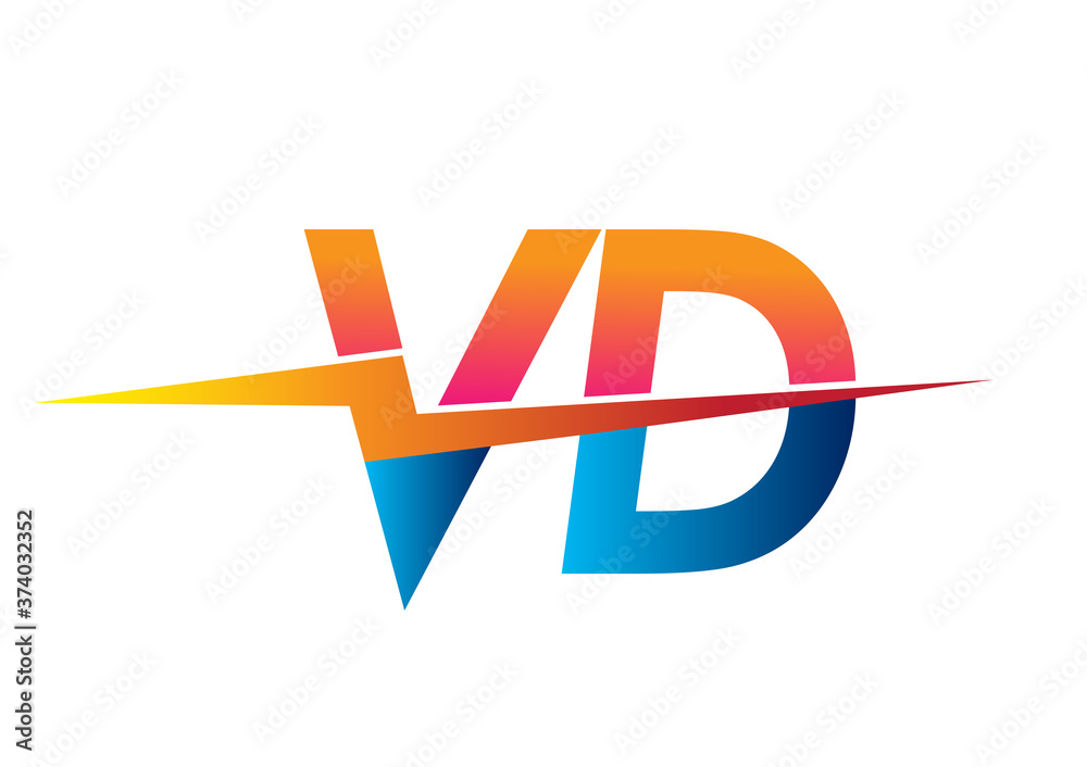 Letter VD logo with Lightning icon, letter combination Power Energy ...