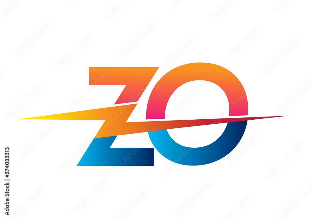 Letter ZO logo with Lightning icon, letter combination Power Energy ...