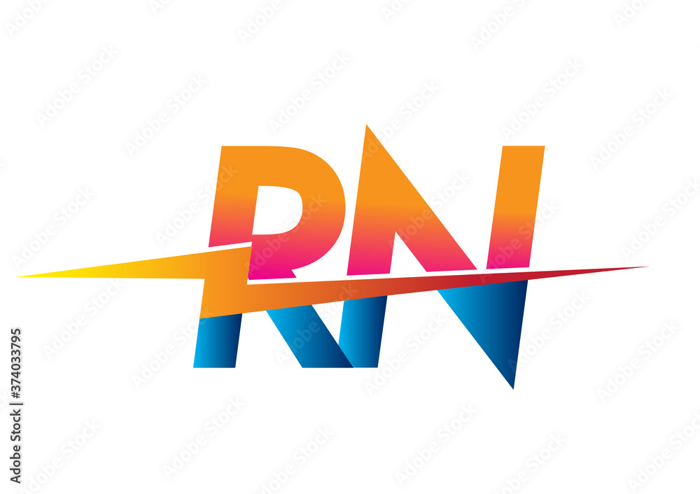 Letter RN logo with Lightning icon, letter combination Power Energy ...