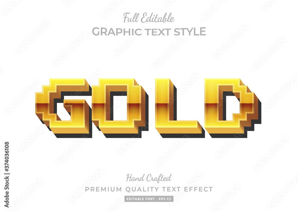 Gold Cartoon Game Text Style Effect Stock Vector | Adobe Stock