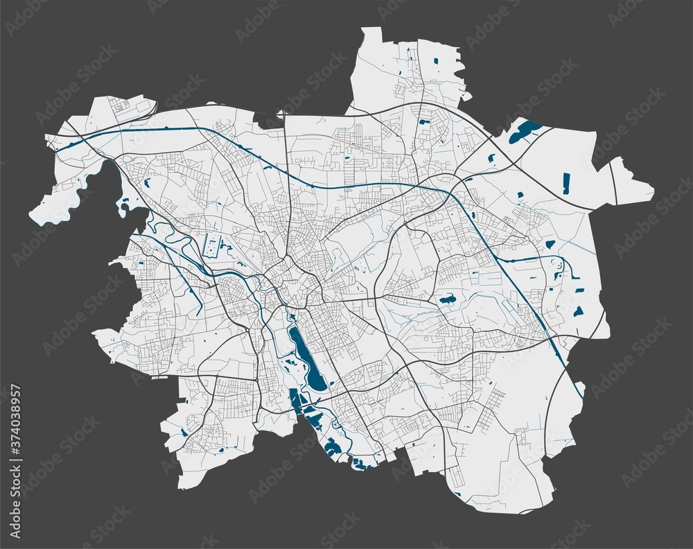 Vetor de Hanover map. Detailed map of Hanover city poster with streets ...