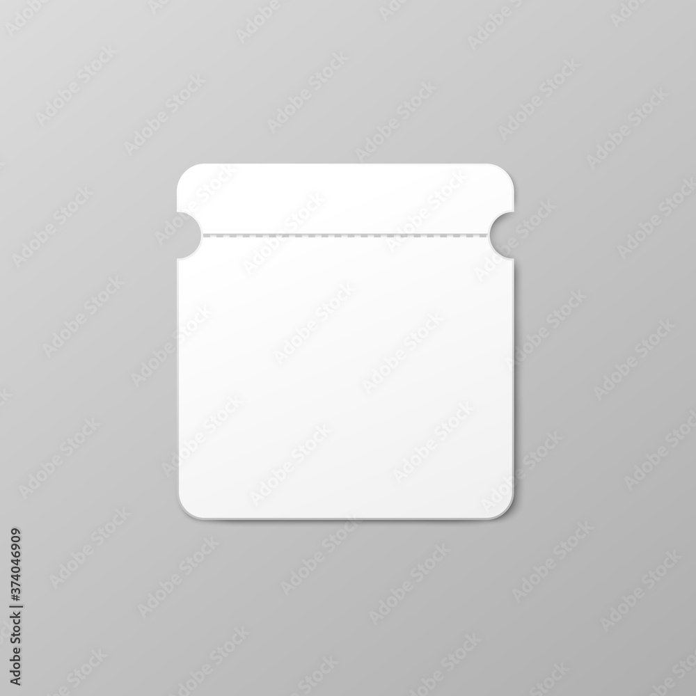 Blank entrance card or paper ticket template, 3d vector illustration ...