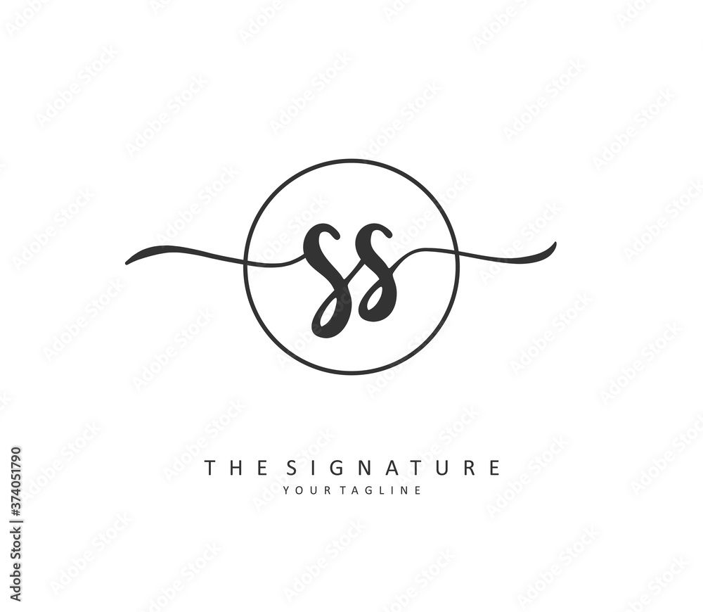 S SS Initial letter handwriting and signature logo. A concept ...