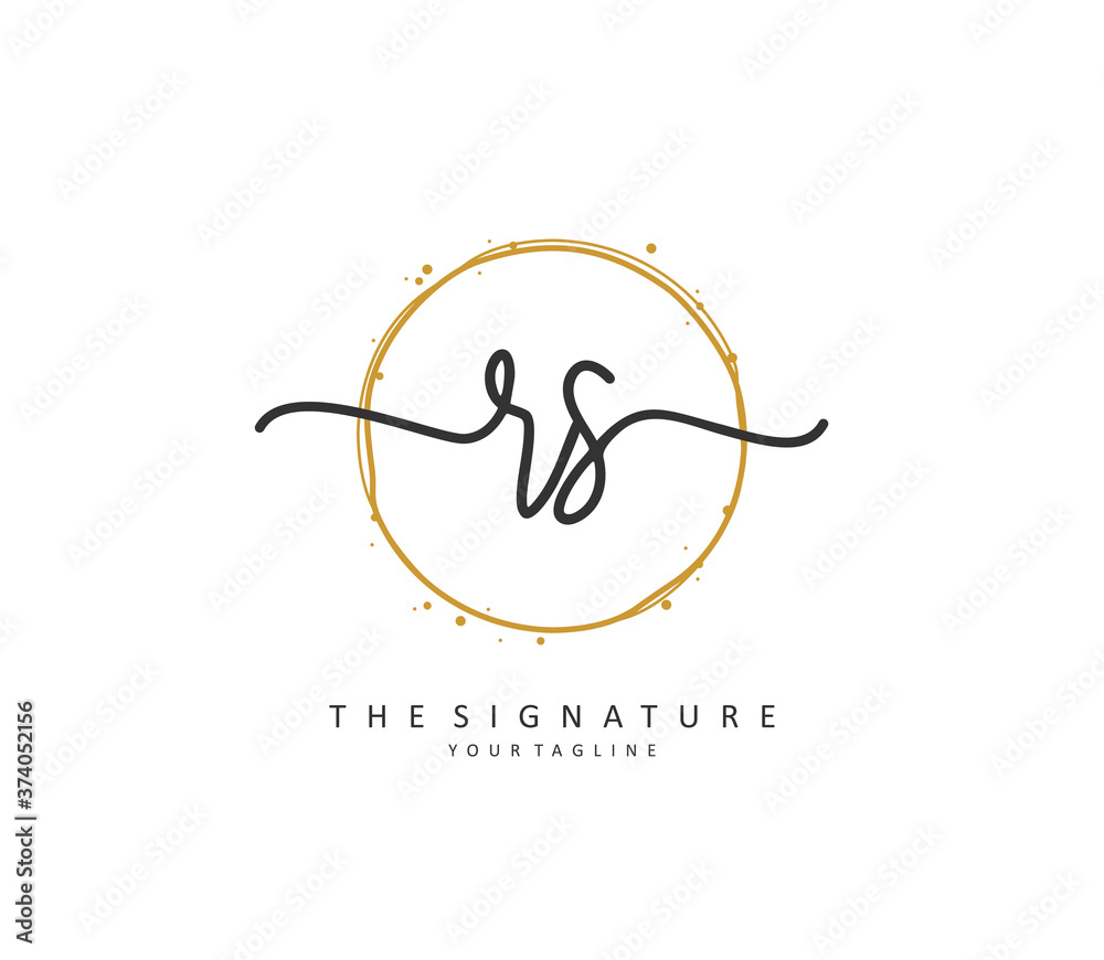 R S RS Initial letter handwriting and signature logo. A concept handwriting initial logo with ...