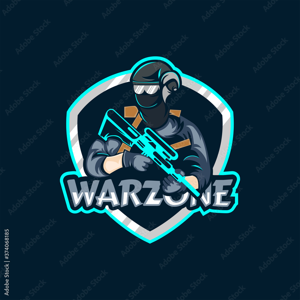 esports warzone mascot logo with dark background Stock Vector | Adobe Stock