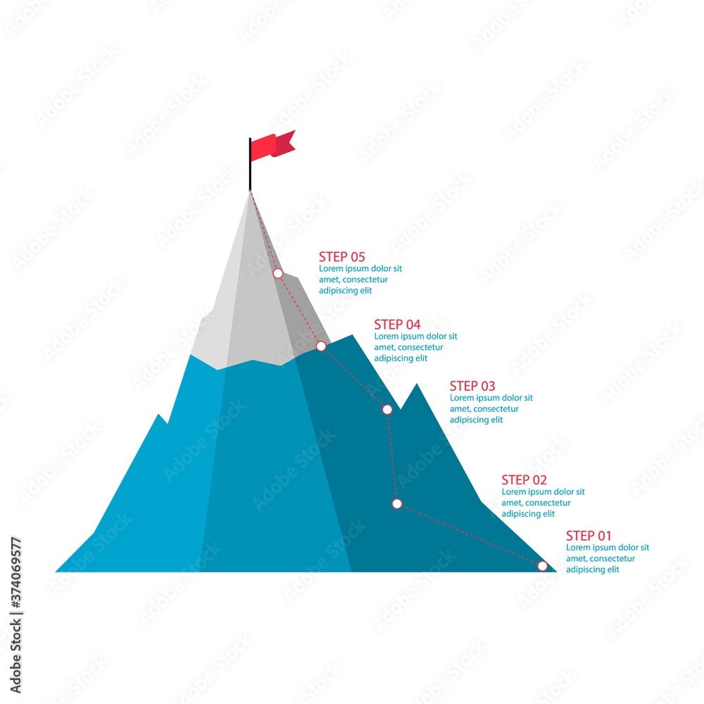 5 Steps to success infographics. Road to goal , move up, motivation ...