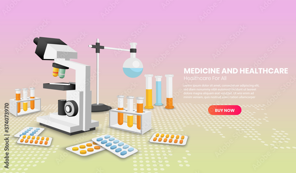Medicine and healthcare modern design in 3d Perspective concept. Online ...