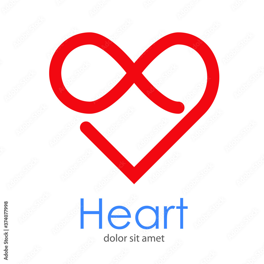 Símbolo de amor eterno. Logotipo lineal abstracto corazón con nudo del ...