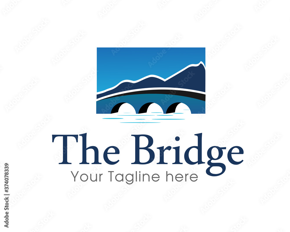 drawing abstract bridge background scenery logo design illustration ...