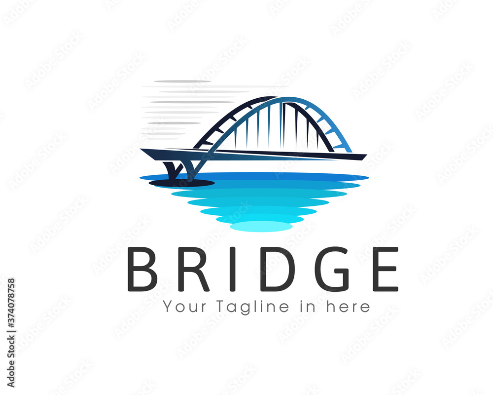 Bridge street water view logo design template illustration Stock Vector ...