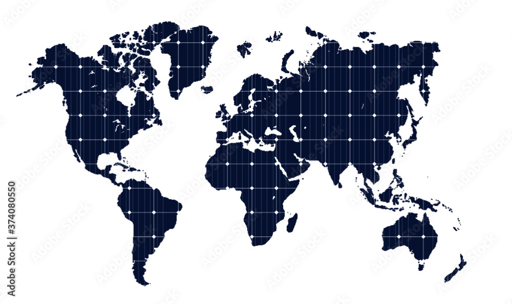 map of the world solar cells Stock Vector | Adobe Stock