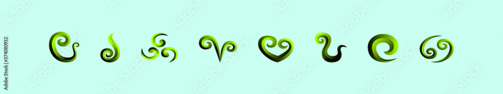 set of Koru. Maori symbol is a spiral shape based on silver fern frond ...