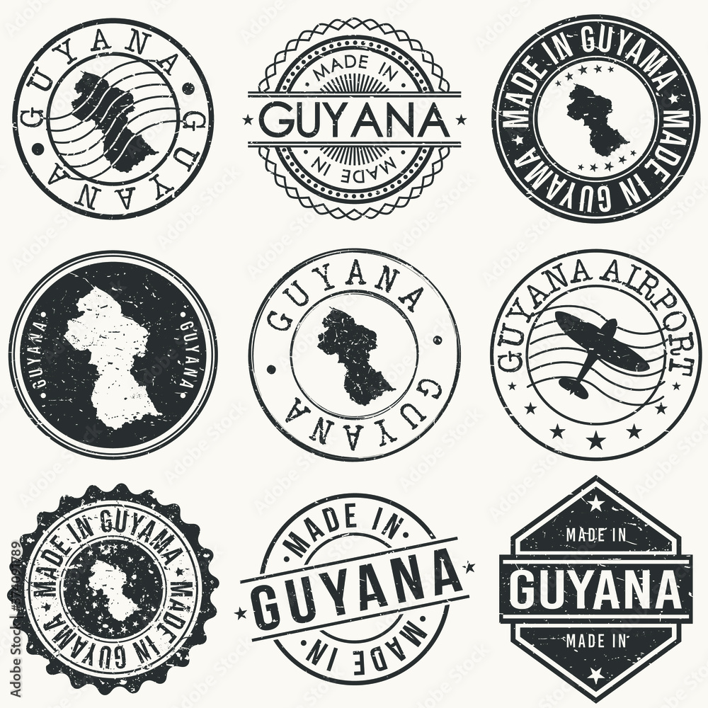Guyana Travel Stamp Made In Product Stamp Logo Icon Symbol Design ...