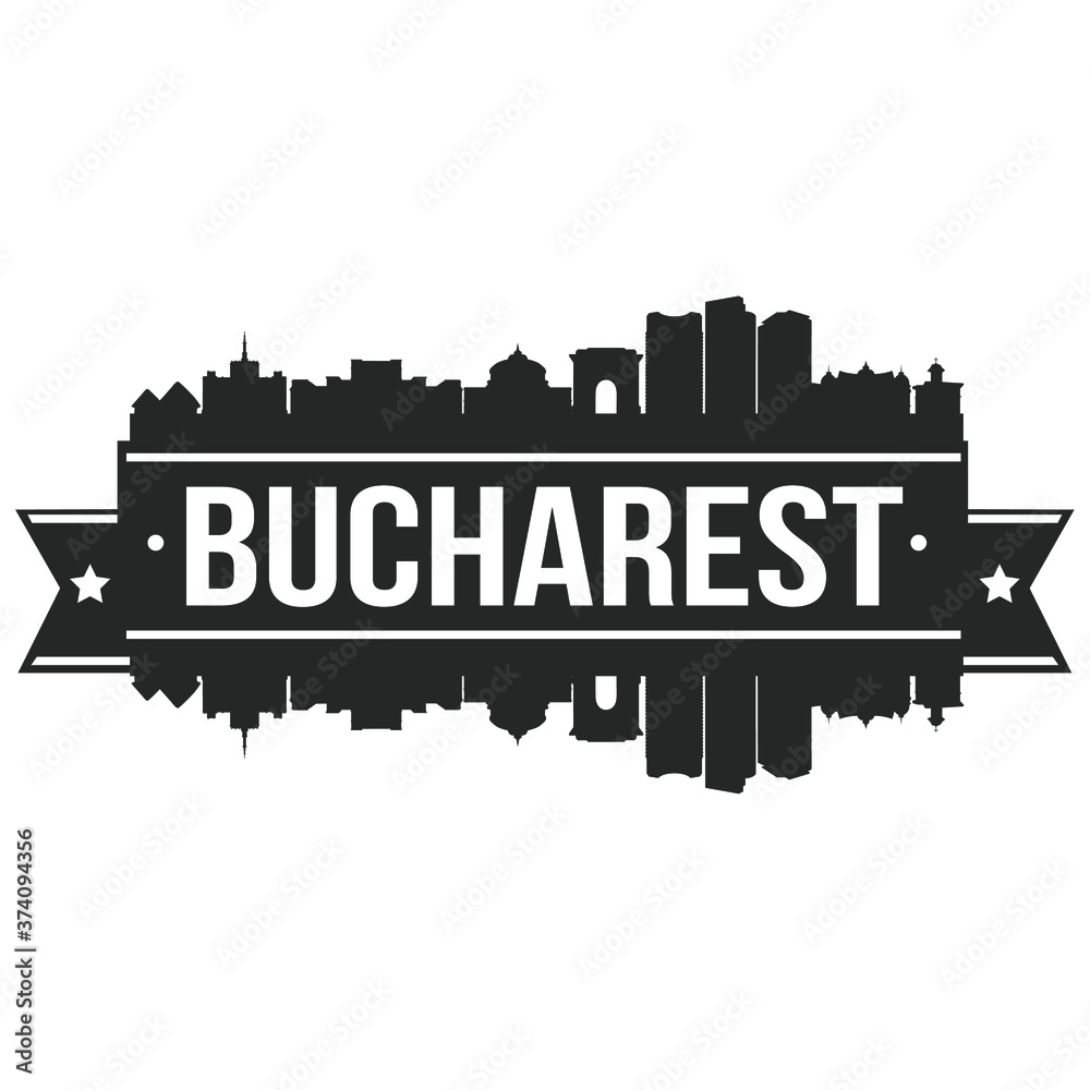 Bucharest Romania Skyline Stamp Silhouette City Vector Design Art ...
