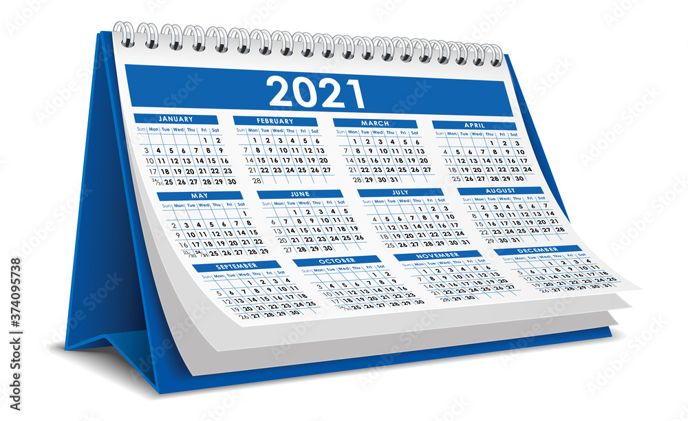Blue 2021 Calendar Stock Vector | Adobe Stock