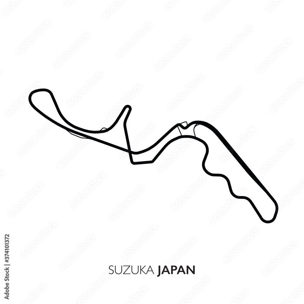 Suzuka circuit, Japan. Motorsport race track vector map Stock Vector ...