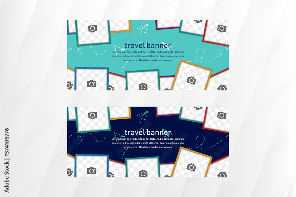horizontal layout banner template design for travel banner use photo ...