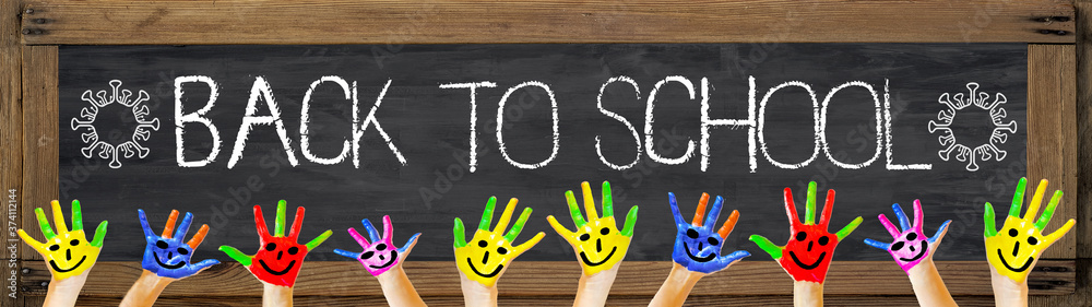 CORONAVIRUS / SCHOOL START, background, banner, panorama - Black ...