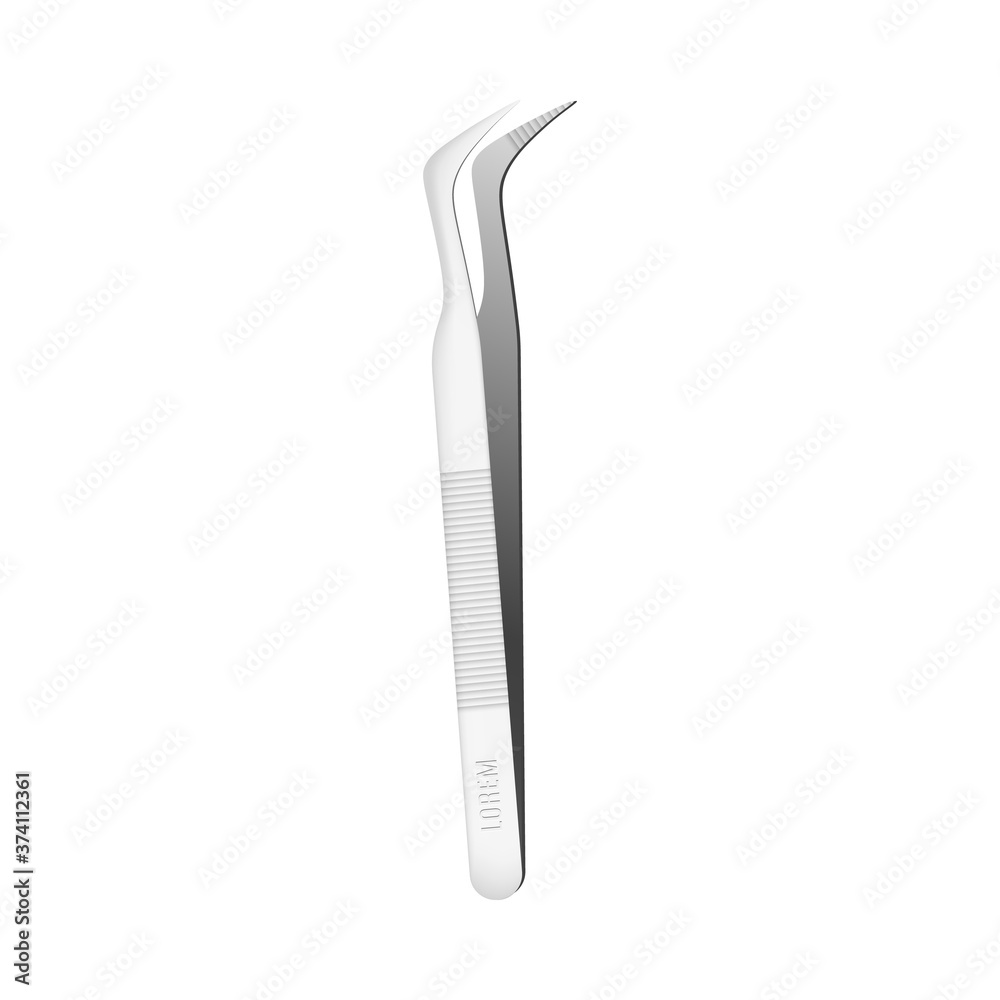 Metal tweezers or pincette tool realistic mockup vector illustration ...