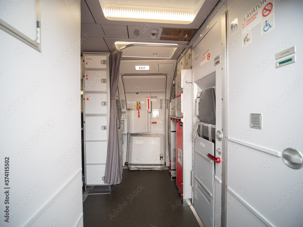 Aircraft aft galley with full of storage unit. The picture show how it ...