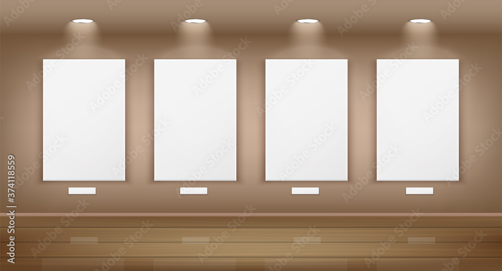 Photo & Art Print Template of gallery with white blank pictures ...