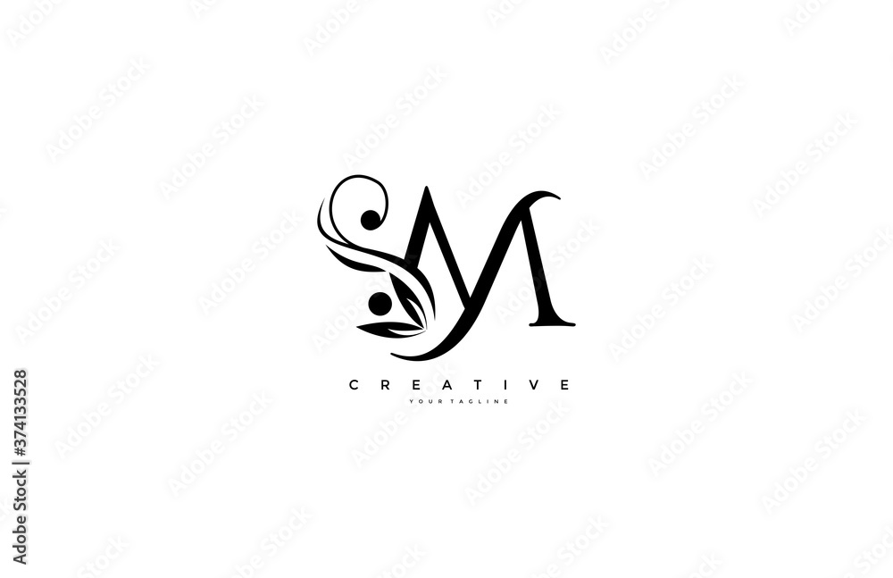 Flourishes letter M luxury beauty monogram logo Stock Vector | Adobe Stock