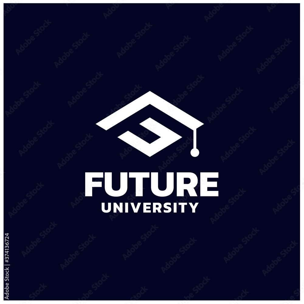 Initial Letter Monogram UF FU graduation mortarboard hat cap academic ...