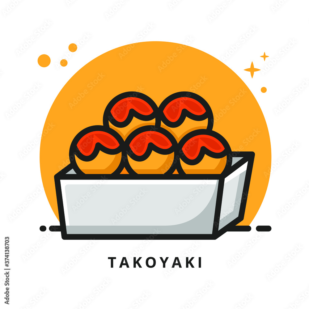 Takoyaki Food Symbol Logo Illustration. Street Food Japanese Icon ...