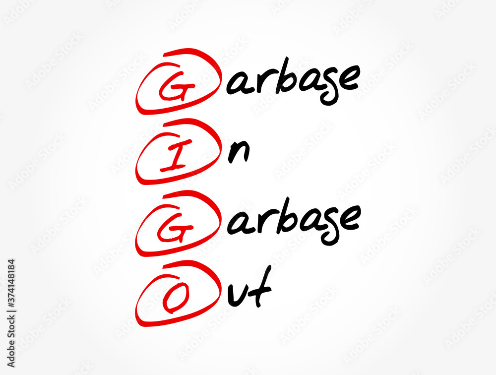 GIGO - Garbage In Garbage Out acronym, technology concept background ...