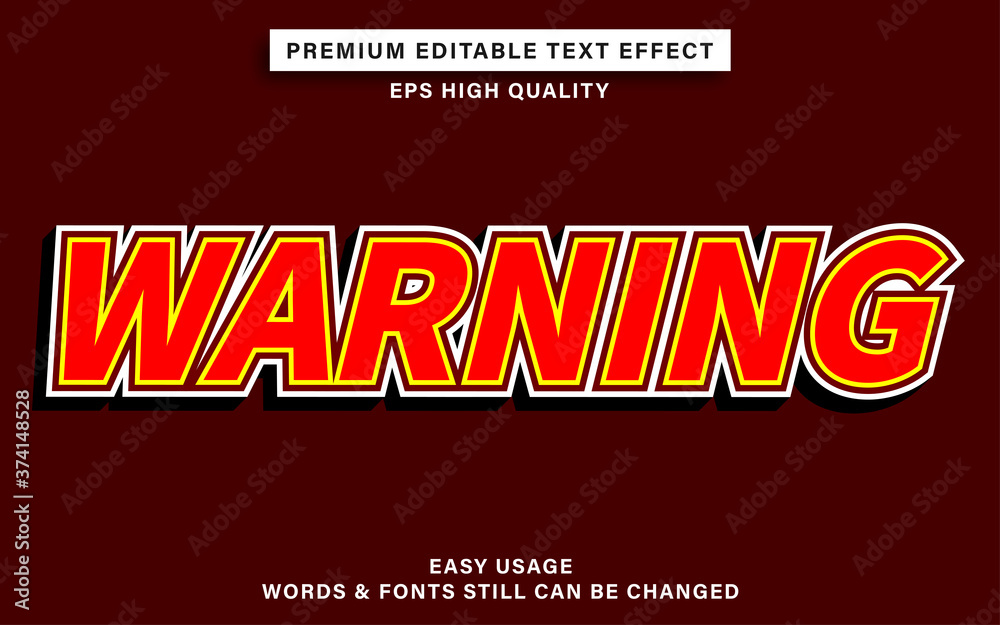 Warning text effect styles Stock Vector | Adobe Stock