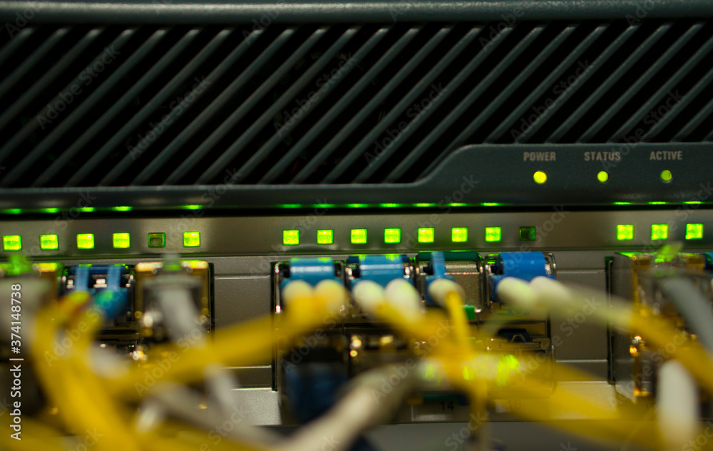 Foto de Equipment optical technology, connection. 5G technological ...