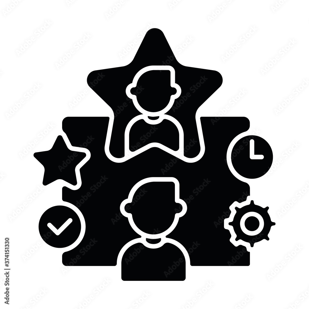 Experienced worker black glyph icon. Employee of the month, human ...