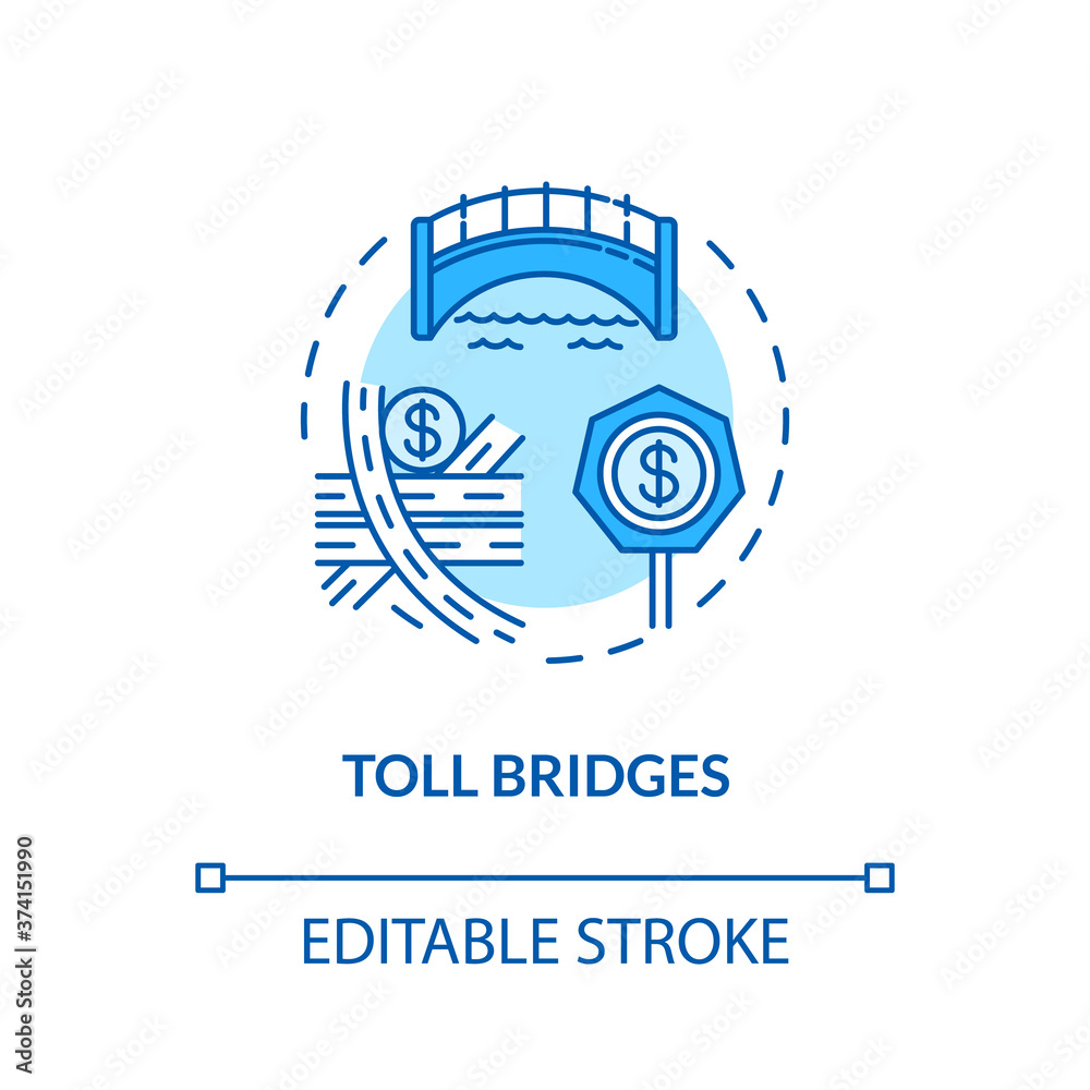 Toll bridges concept icon. Highway congestion reducing idea thin line ...