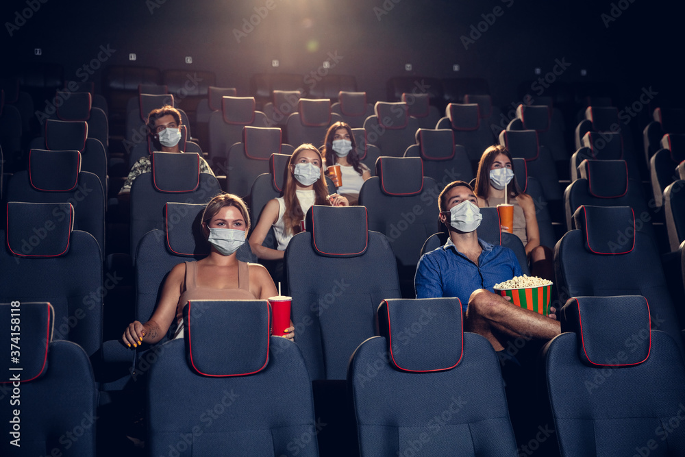 Cinema, movie theatre during quarantine. Coronavirus pandemic safety ...