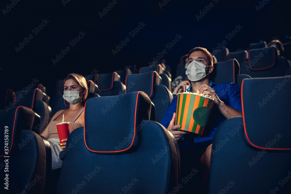 Cinema, movie theatre during quarantine. Coronavirus pandemic safety ...