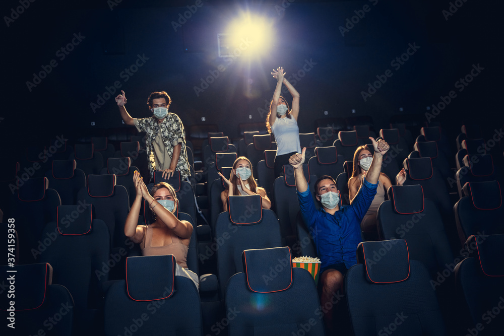 Cinema, movie theatre during quarantine. Coronavirus pandemic safety ...