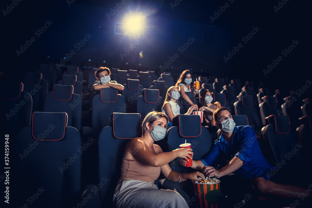 Cinema, movie theatre during quarantine. Coronavirus pandemic safety ...