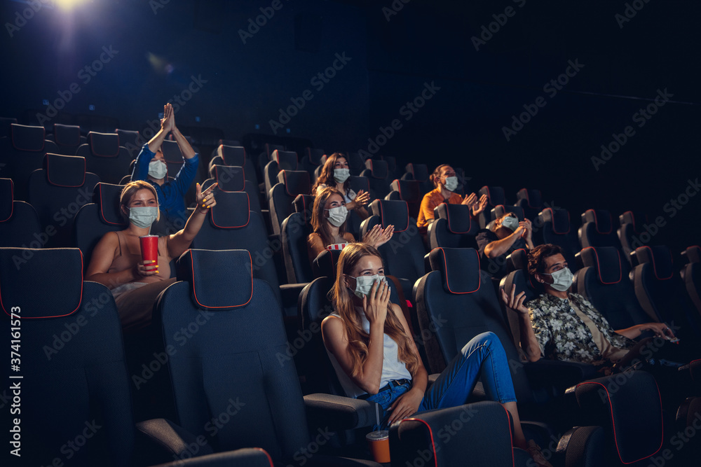 Cinema, movie theatre during quarantine. Coronavirus pandemic safety ...