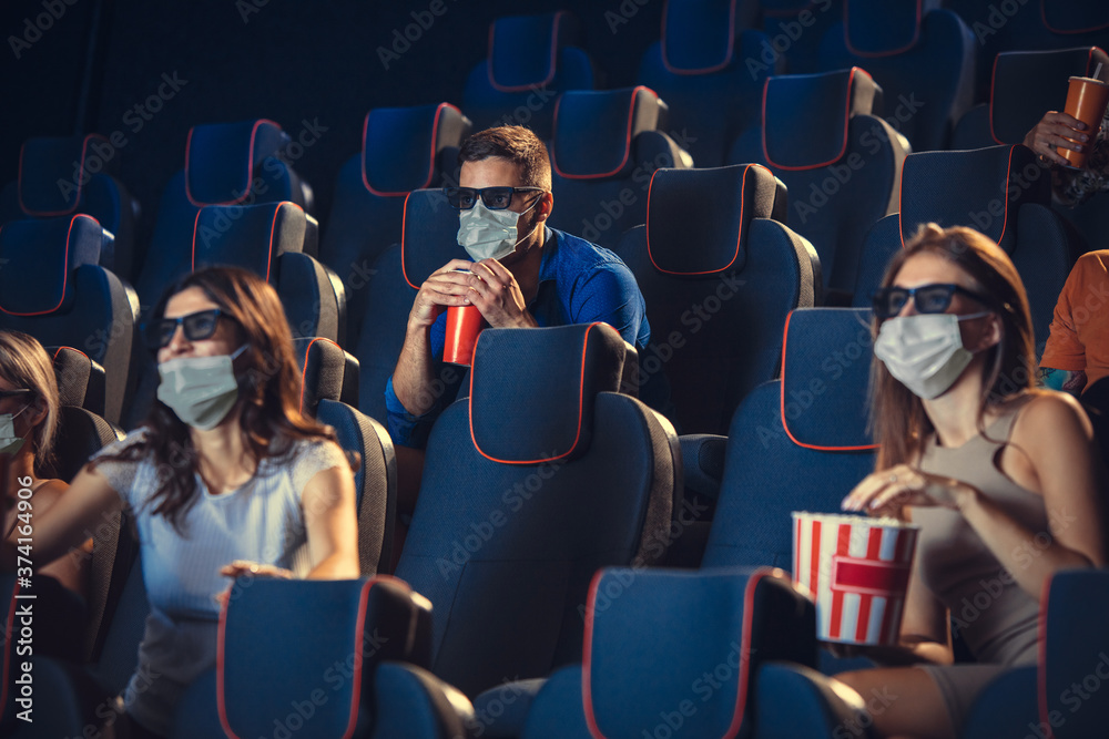 Cinema, movie theatre during quarantine. Coronavirus pandemic safety ...