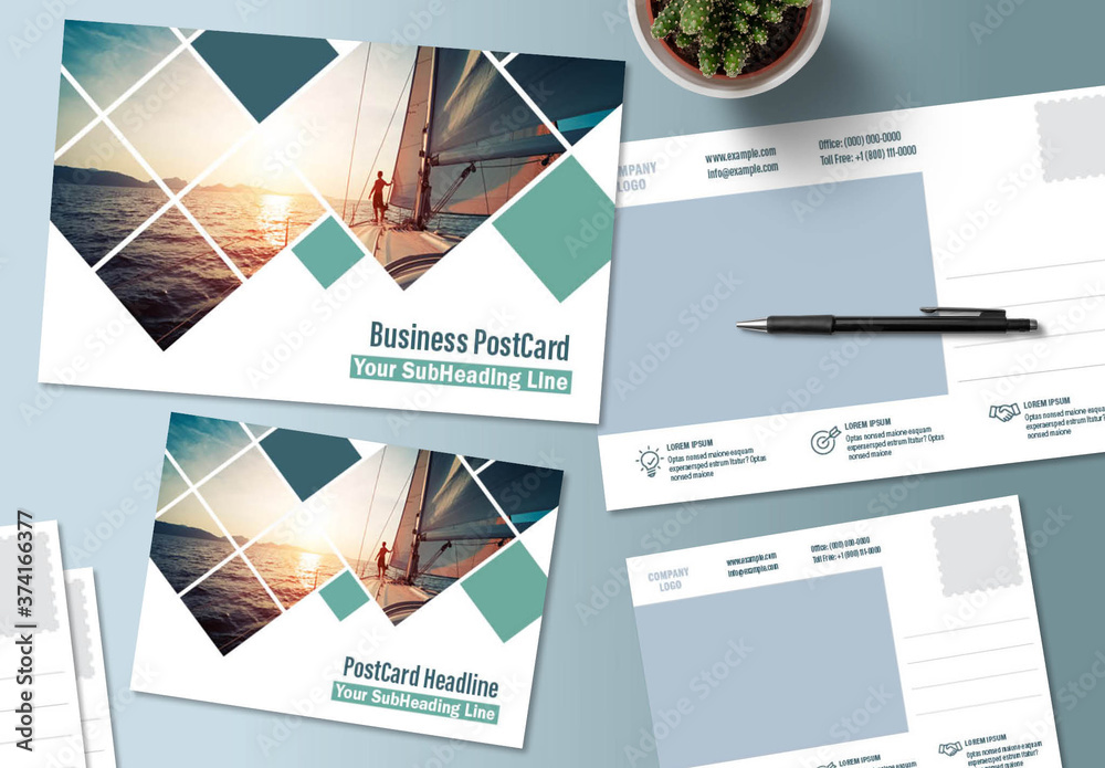 Business Postcard Layout Set Stock Template | Adobe Stock