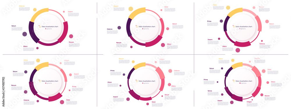 Vector circle chart designs, modern templates for creating infographics ...