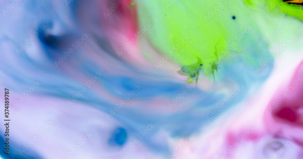 Macro Paint with Vibrant Color Palette. Oil Mixed with Bright Rainbow ...
