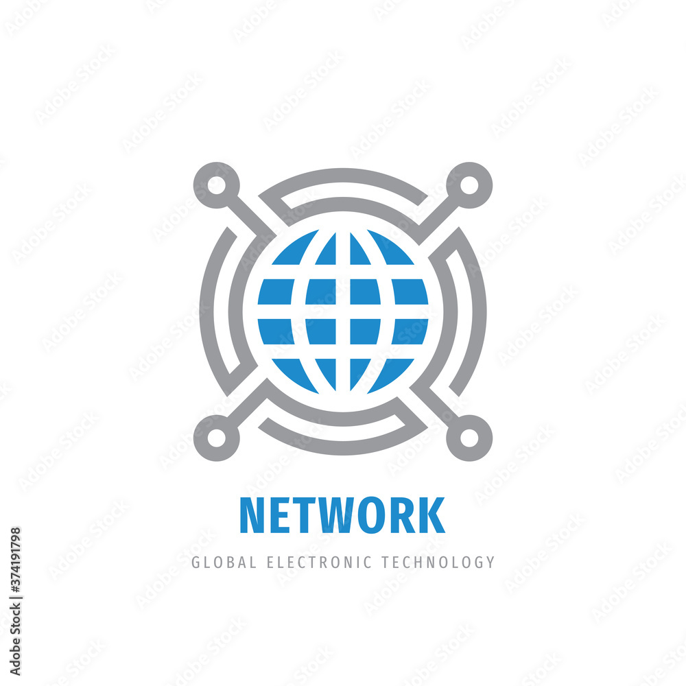 Network digital electronic technology concept logo design. Global ...