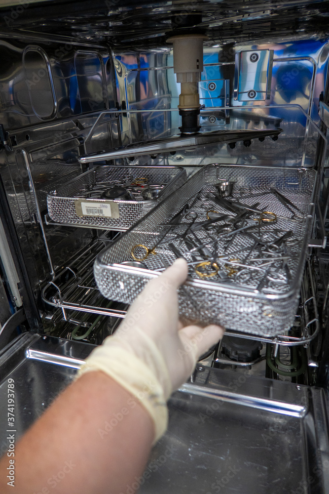 in sterilization department of a hospital, surgical instruments are ...