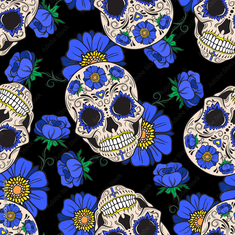 Blue Skulls Wallpaper